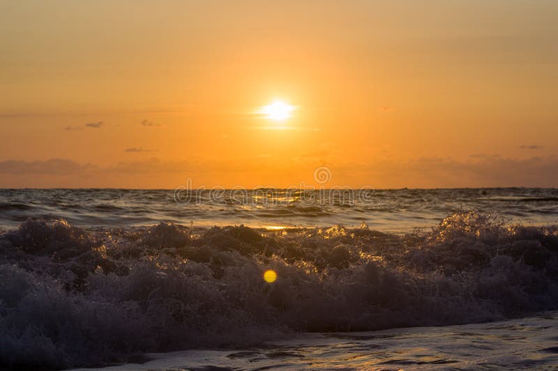 Amazing Sea Sunset, the Sun, Waves, Clouds Stock Image - Image of wave ...