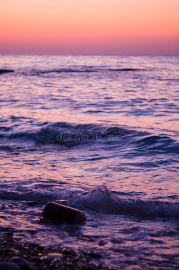 Amazing Sea Sunset, the Sun, Waves, Clouds Stock Image - Image of ...
