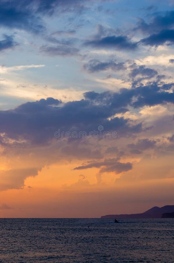 Amazing Sea Sunset, the Sun, Waves, Clouds Stock Image - Image of ...