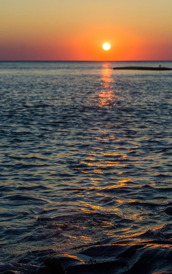Amazing Sea Sunset, the Sun, Waves, Clouds Stock Image - Image of ...
