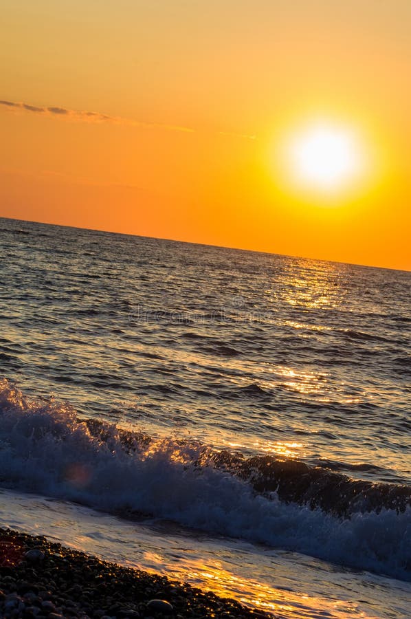 Amazing Sea Sunset, the Sun, Waves, Clouds Stock Photo - Image of ...