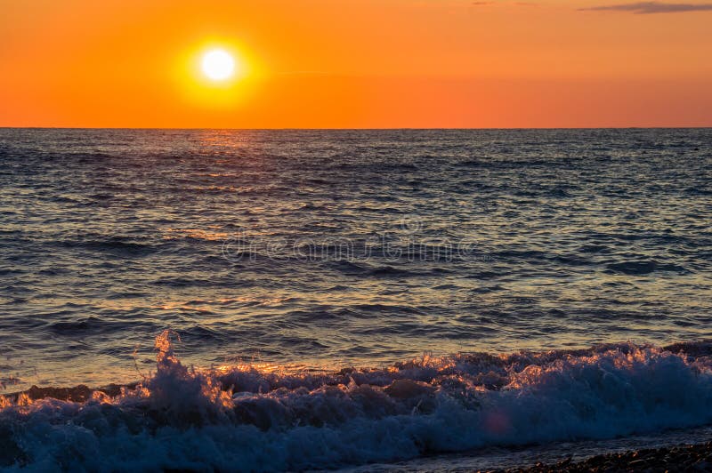 Amazing Sea Sunset, the Sun, Waves, Clouds Stock Photo - Image of water ...