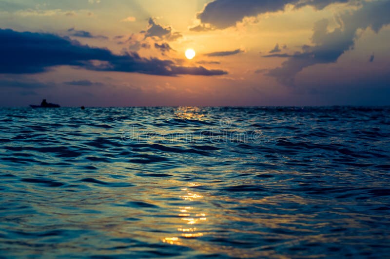 Amazing Sea Sunset, the Sun, Waves, Clouds Stock Photo - Image of dawn ...