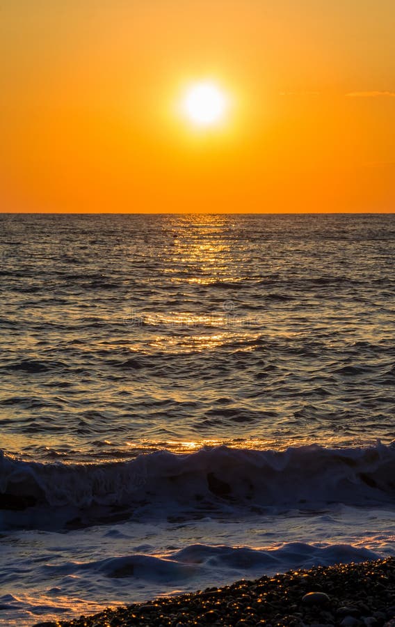 Amazing Sea Sunset, the Sun, Waves, Clouds Stock Photo - Image of ...