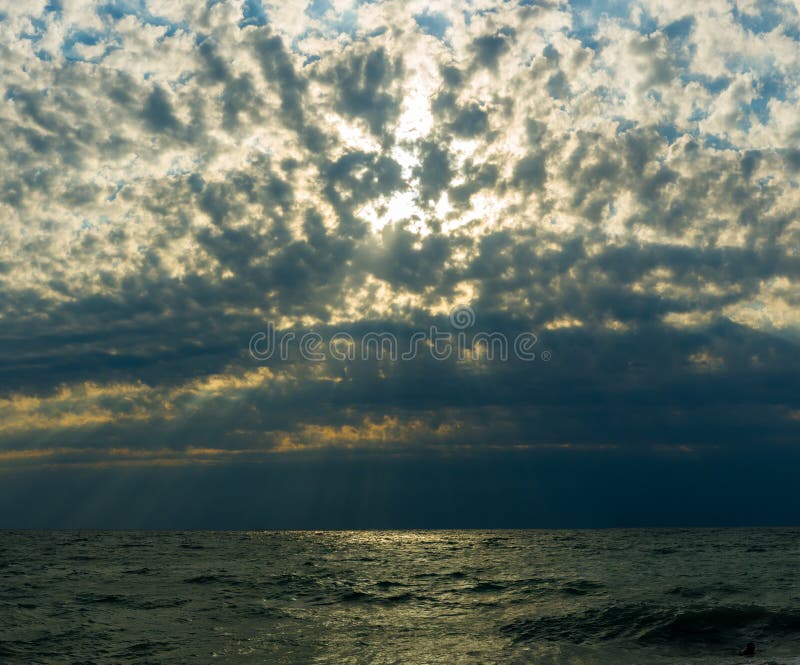 Amazing Sea Sunset, the Sun, Waves, Clouds Stock Photo - Image of dawn ...