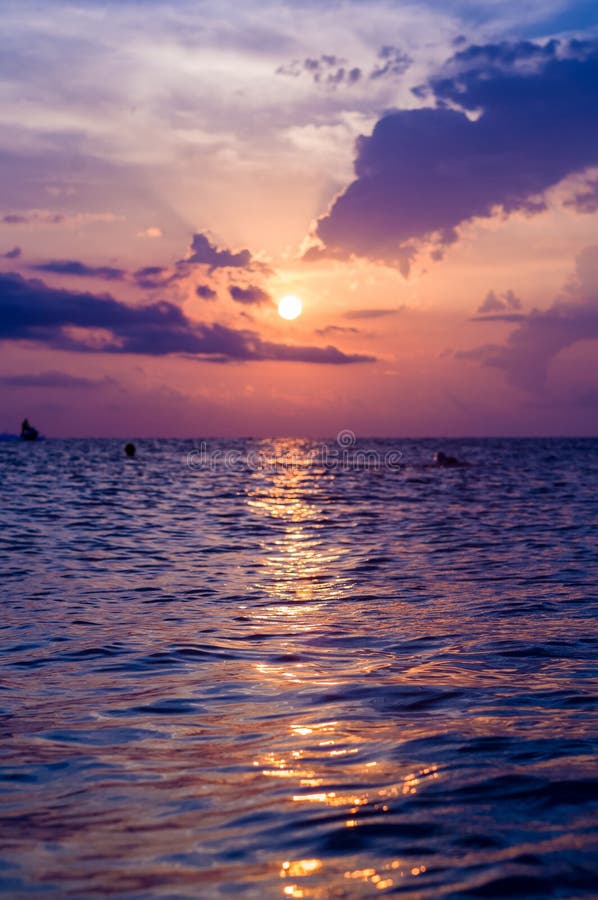 Amazing Sea Sunset, the Sun, Waves, Clouds Stock Image - Image of ...