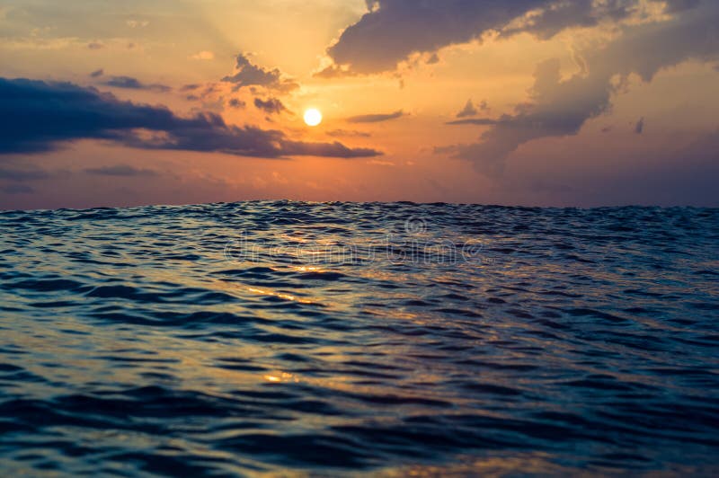 Amazing Sea Sunset, the Sun, Waves, Clouds Stock Photo - Image of ocean ...