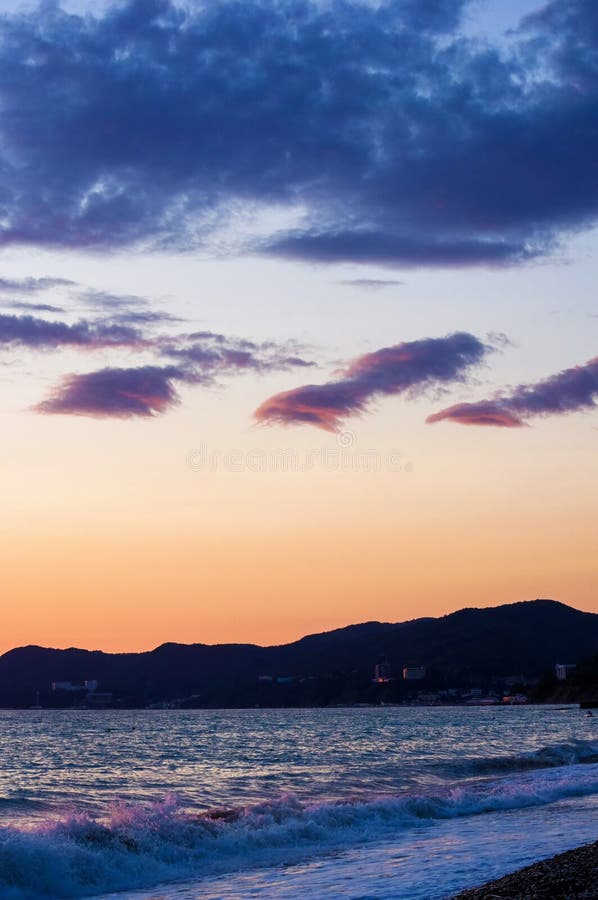 Amazing Sea Sunset, the Sun, Waves, Clouds Stock Image - Image of dusk ...