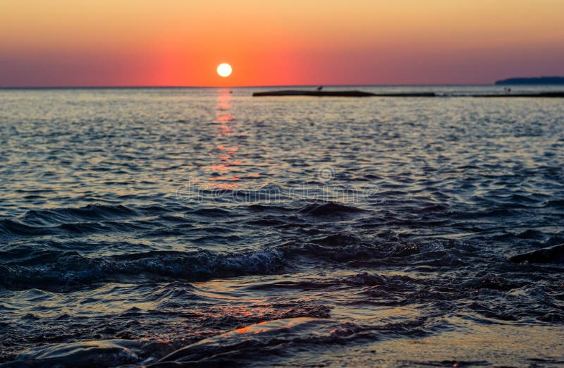 Amazing Sea Sunset, the Sun, Waves, Clouds Stock Photo - Image of dawn ...