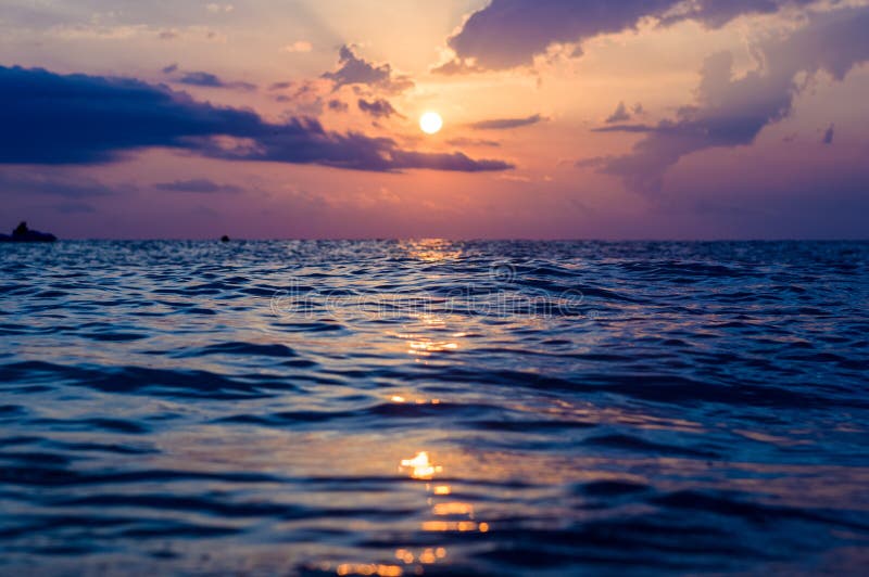 Amazing Sea Sunset, the Sun, Waves, Clouds Stock Image - Image of view ...