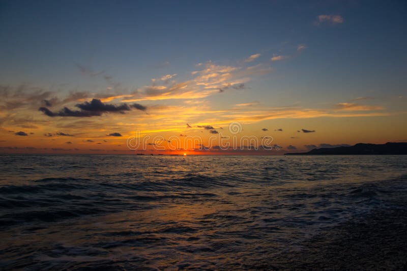 Amazing Sea Sunset, the Sun, Waves, Clouds Stock Photo - Image of ...
