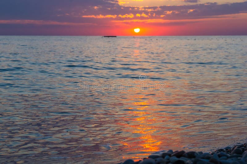 Amazing Sea Sunset, the Sun, Waves, Clouds Stock Photo - Image of ...