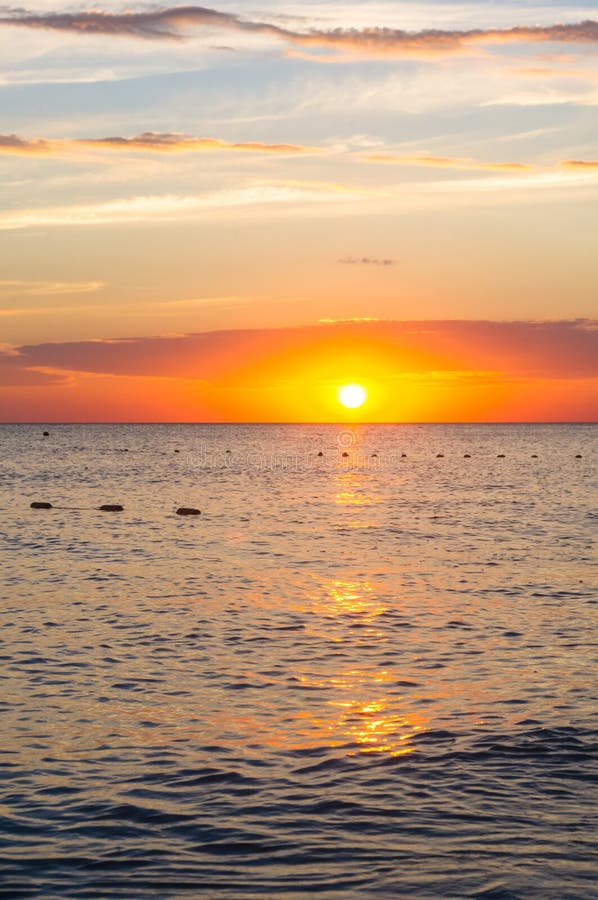 Amazing Sea Sunset, the Sun, Waves, Clouds Stock Photo - Image of ...