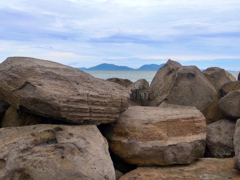 Amazing Sea View Seen among the Sea Rocks Stock Image - Image of ...