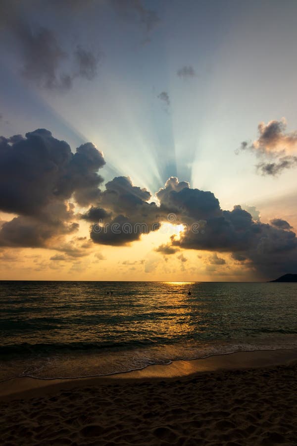 Amazing Sea View during Sunset with Beautiful Light Rays Penetrating ...