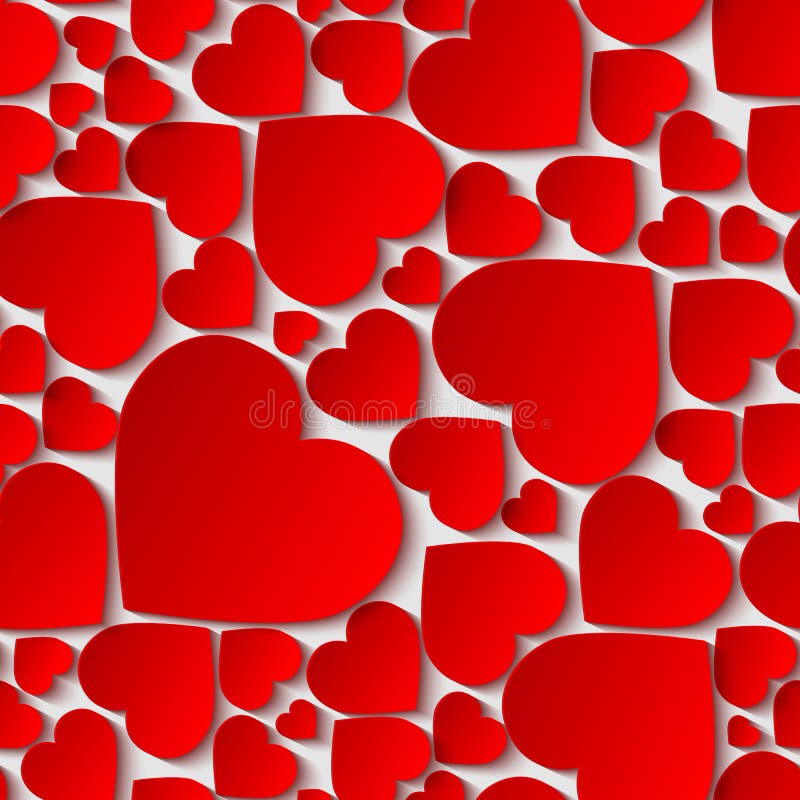 Amazing Seamless Pattern, Background with Paper Cut Out Red Hearts on ...