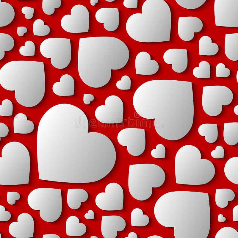 Amazing Seamless Pattern, Background with White Paper Cut Out Hearts ...