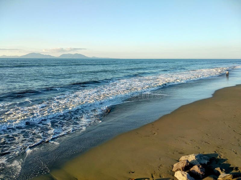 Amazing Seawaves View Along the Beach in the Afternoon Stock Photo ...