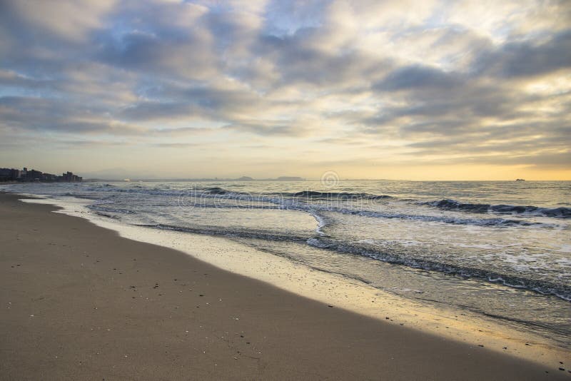 Amazing Shot of a Sandy Beach during a Sunset Stock Image - Image of ...