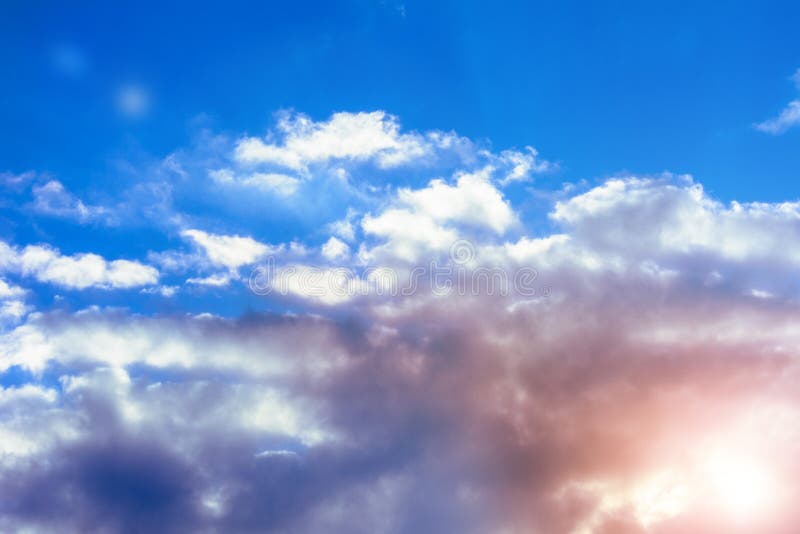 Amazing Sky with Charming Gentle Clouds and Orange Sunshine Stock Image ...