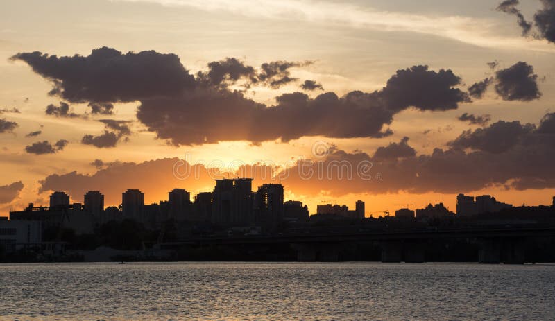 Amazing Sky Over the City and Construction Site Stock Image - Image of ...