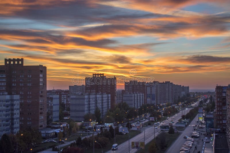 Amazing Sky Over the Evening City Editorial Stock Image - Image of ...
