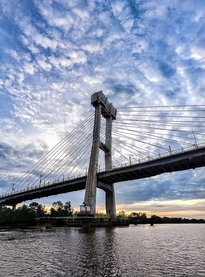 Amazing Sky in the Siak Bridge Stock Photo - Image of blue, bridge ...
