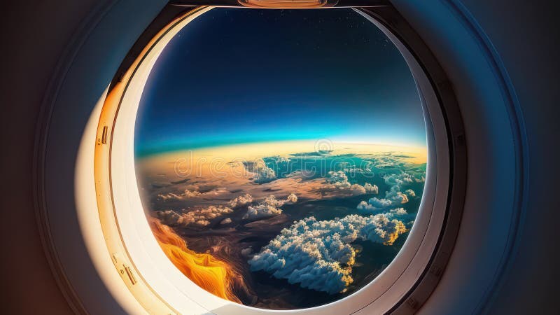 Amazing Sky View from Airplane Window Graphic Illustration Background ...