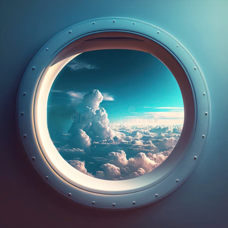 Amazing Sky View from Airplane Window Graphic Illustration Background ...