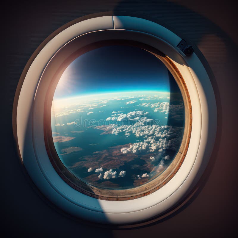 Amazing Sky View from Airplane Window Graphic Illustration Background ...