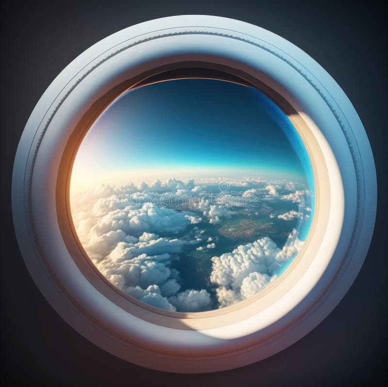 Amazing Sky View from Airplane Window Graphic Illustration Background ...