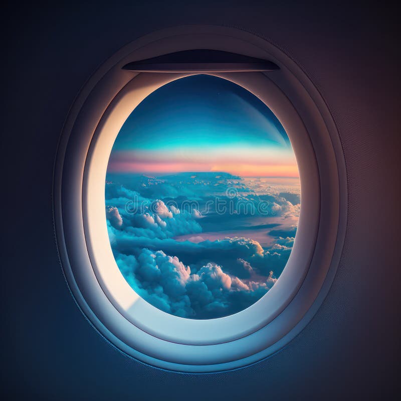 Amazing Sky View from Airplane Window Graphic Illustration Background ...