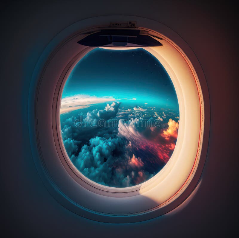 Amazing Sky View from Airplane Window Graphic Illustration Background ...