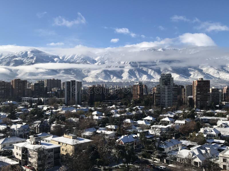Amazing Snow Flakes and Snow Fall in Santiago, Chile Stock Photo ...