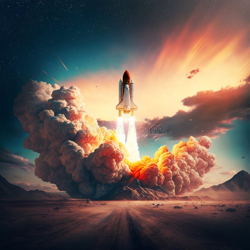 Amazing Space Shuttle Rocket With Smoke And Blastoff Is Successfully