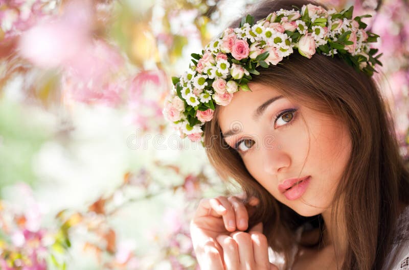Amazing spring beauty. stock photo. Image of girl, copy - 70065040