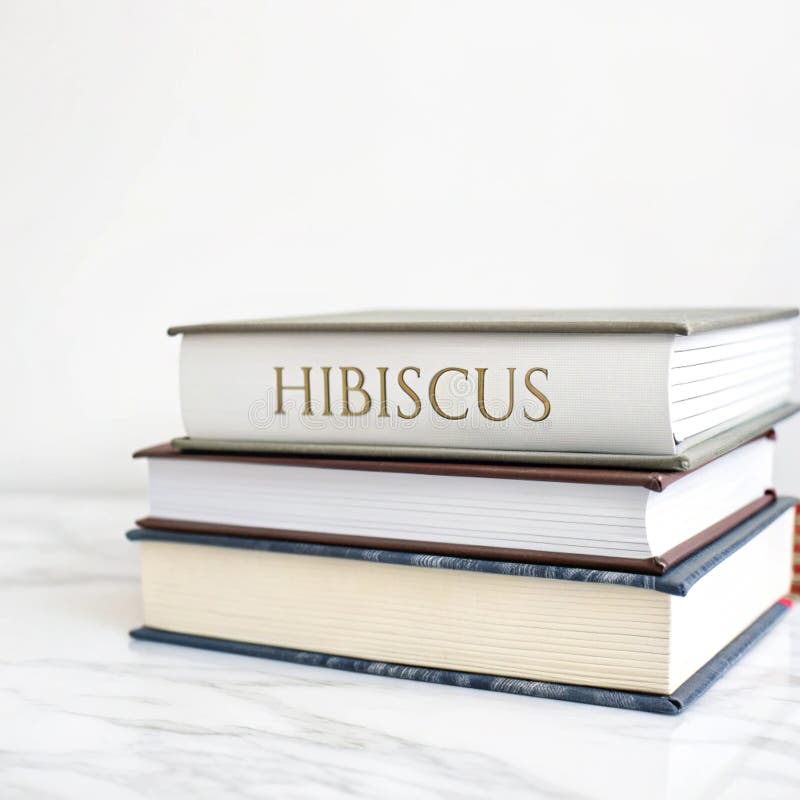 Amazing Stack of Books with the Word "hibiscus" on the Top Isolated on ...