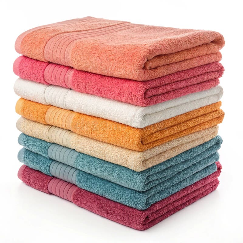 Amazing Stack of Folded Towels Isolated on White Background Stock ...