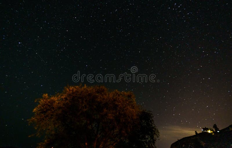 Amazing Star Night at Summer Time Over Mountains. Stock Image - Image ...