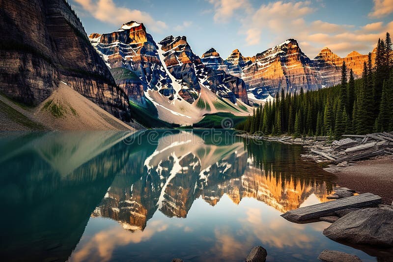 Amazing Still Reflections at Lake Surrounded by Mountains Created with ...