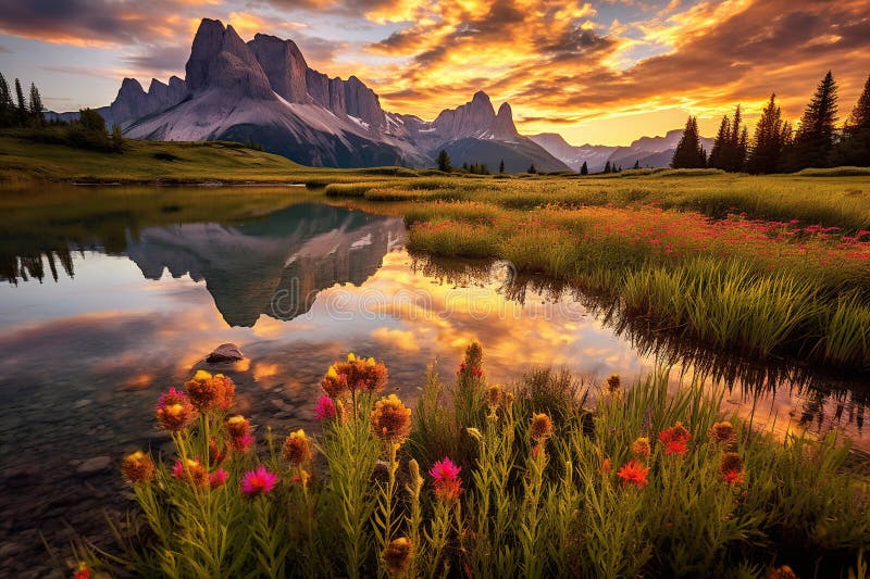 Amazing Still Reflections at Lake Surrounded by Mountains Created with ...