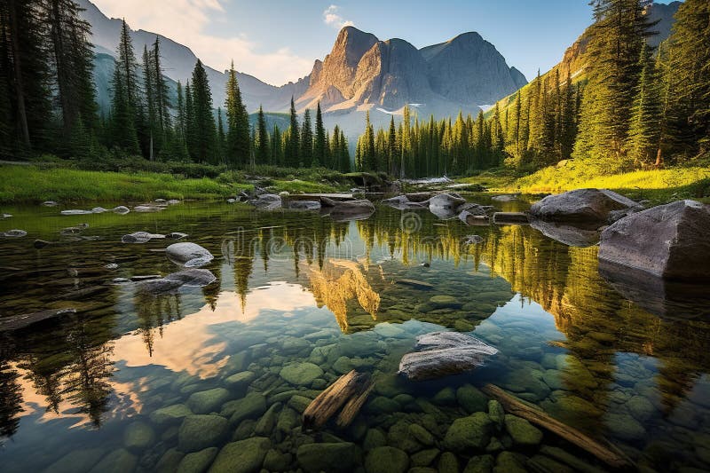 Amazing Still Reflections at Lake Surrounded by Mountains Created with ...
