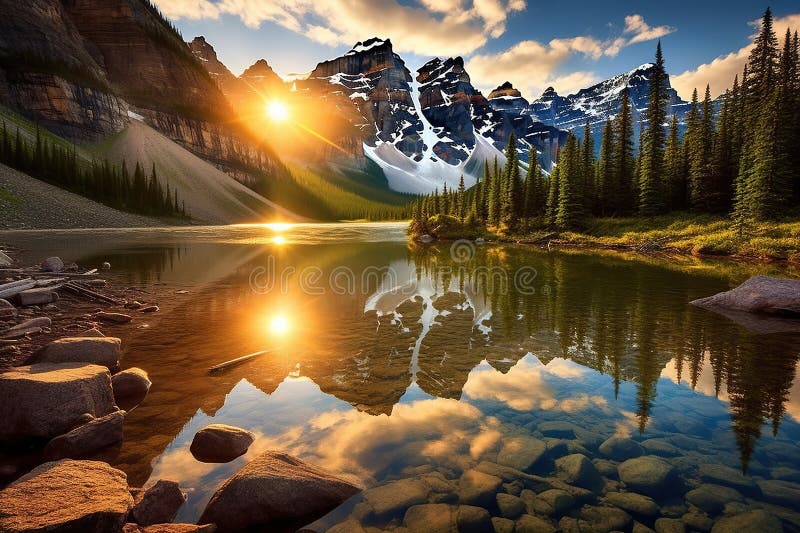 Amazing Still Reflections at Lake Surrounded by Mountains Created with ...