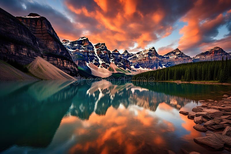 Amazing Still Reflections at Lake Surrounded by Mountains Created with ...