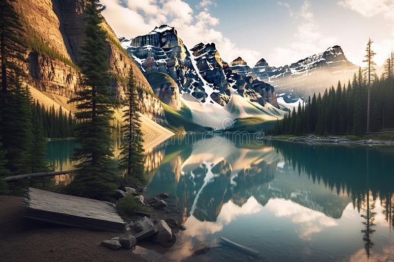 Amazing Still Reflections at Lake Surrounded by Mountains Created with ...