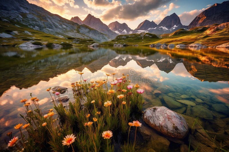 Amazing Still Reflections at Lake Surrounded by Mountains Created with ...