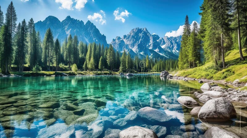 Amazing Still Reflections at Lake Surrounded by Mountains Created with ...