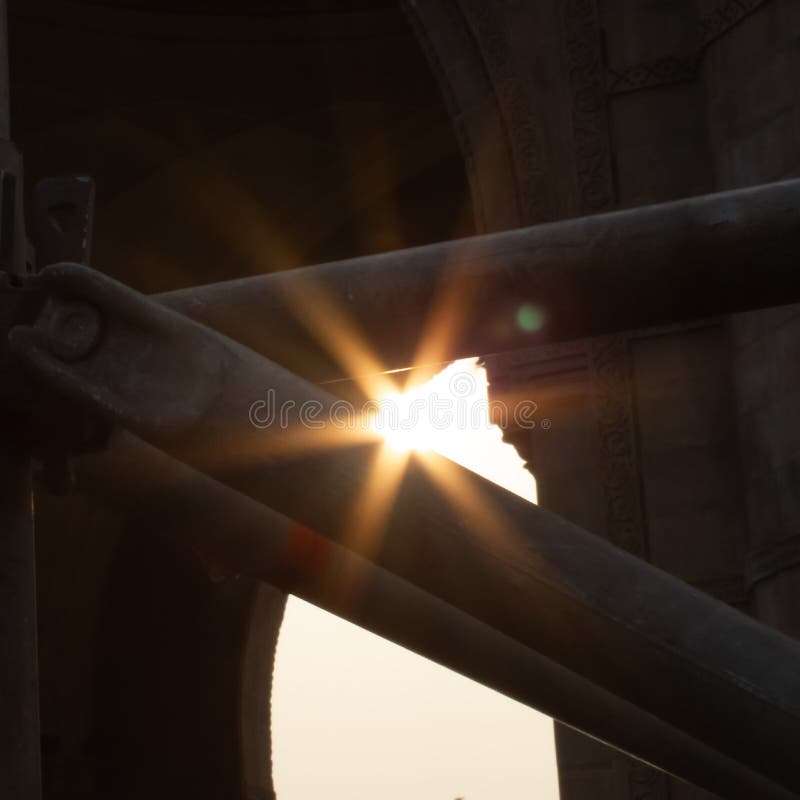 Amazing Sun Rays Coming between the Building Stock Photo - Image of ...