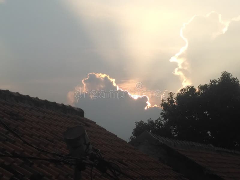 Amazing Sun the Village Sky Blue Stock Photo - Image of village ...