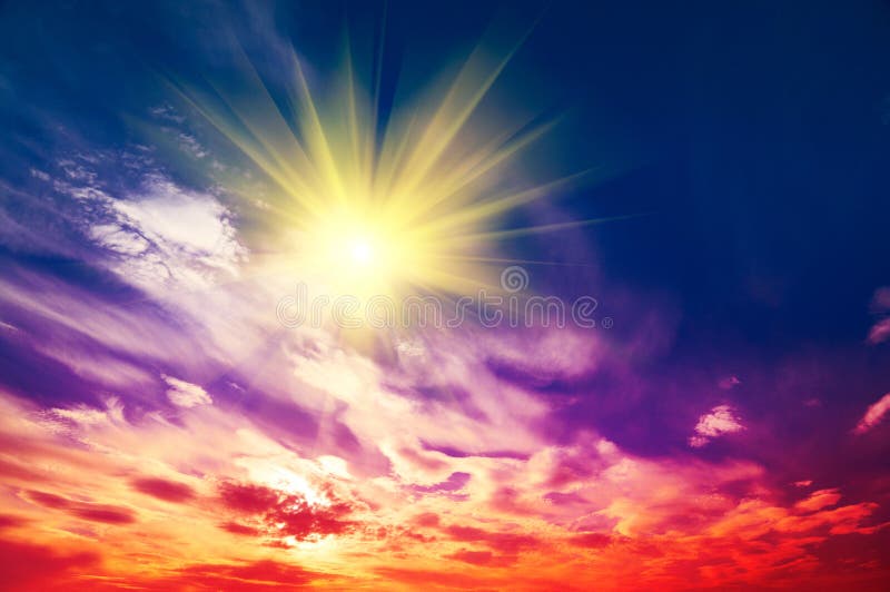Wonderful Sunbeams and Sky with Clouds. Stock Image - Image of pure ...
